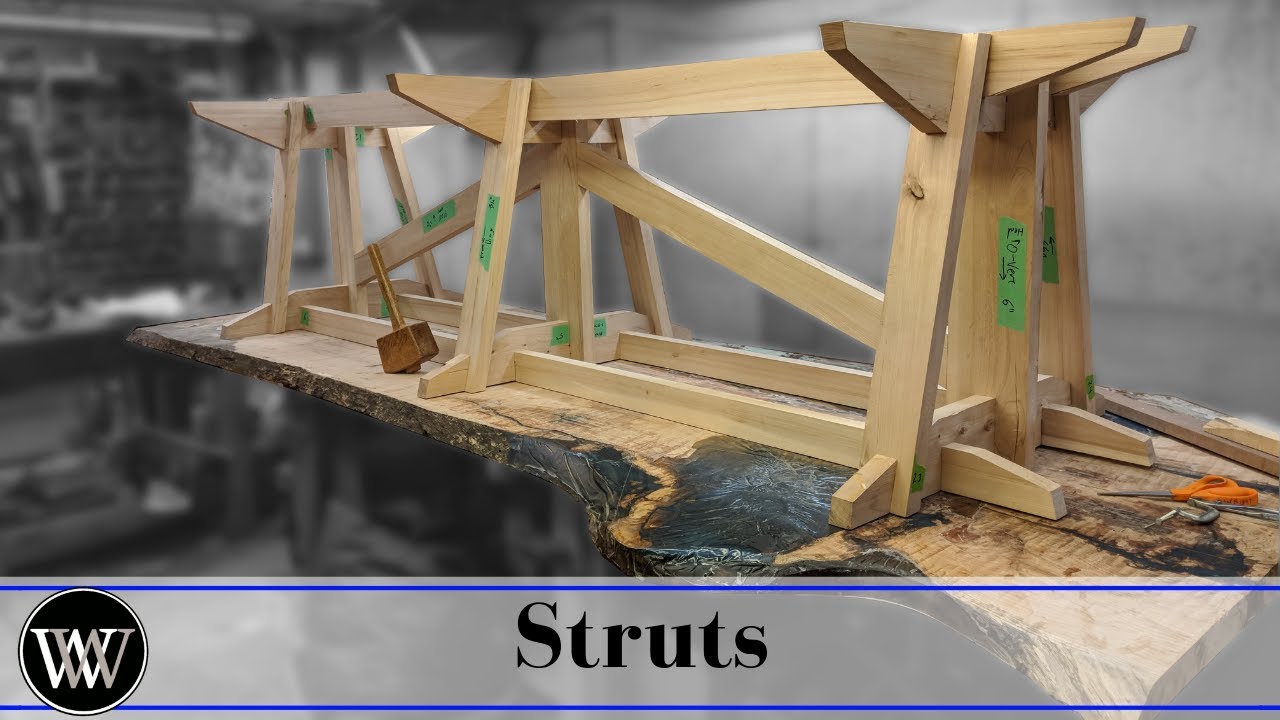 Diagonal Struts For the Live Edge Dining Room Table - YouTube