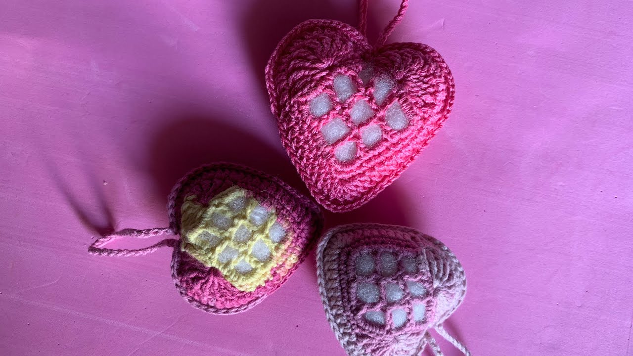 Cuore 3D inimioara croșetată #3 - YouTube