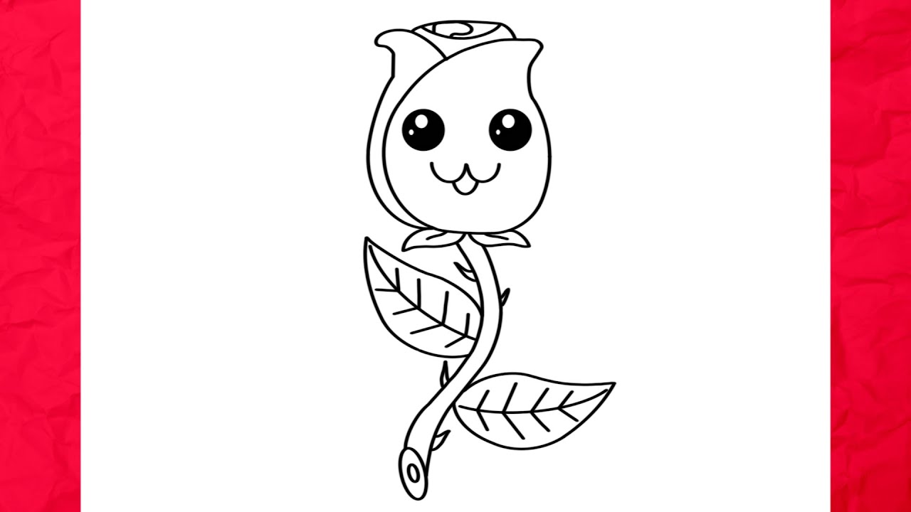 🌹HOW TO DRAW A CUTE KAWAII ROSE | CUTE DRAWINGS - YouTube