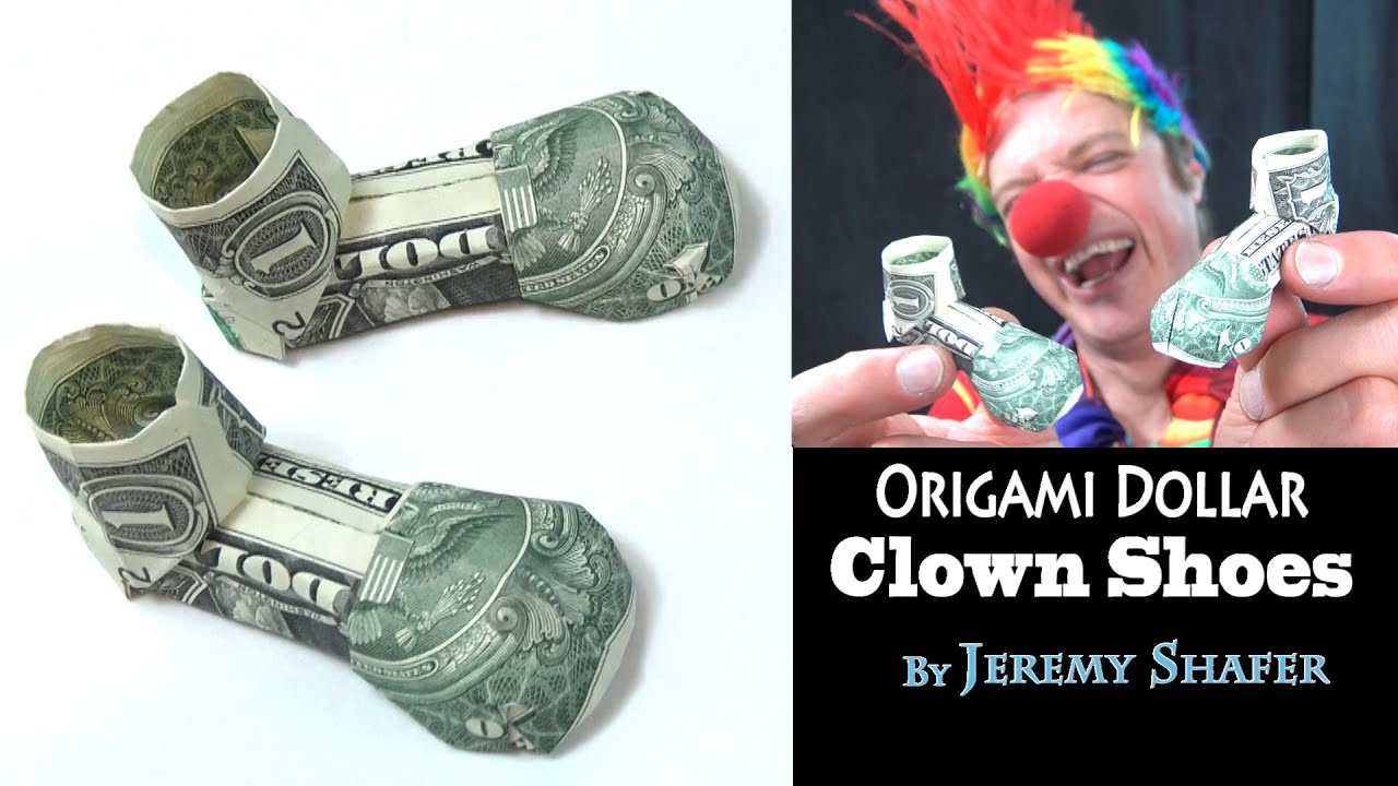 How to Fold an Origami Clown Shoe out of a Dollar! It JUMPS! - YouTube