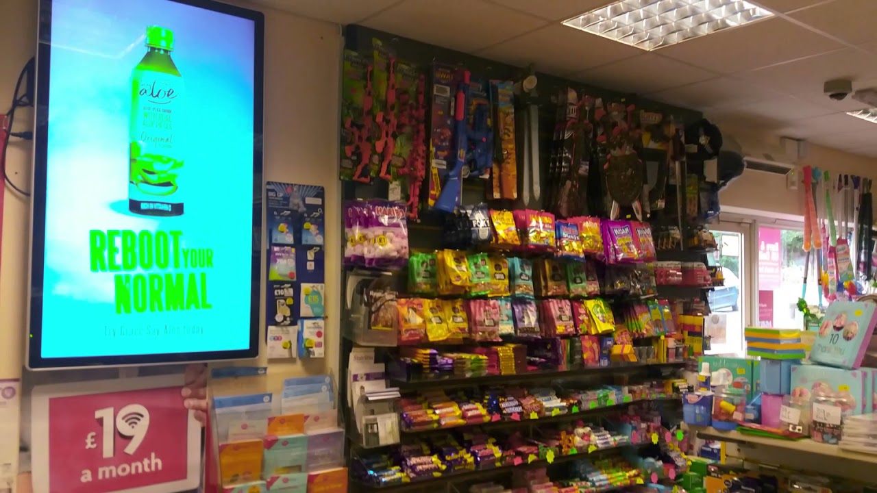 Convenience store advertising screens - YouTube