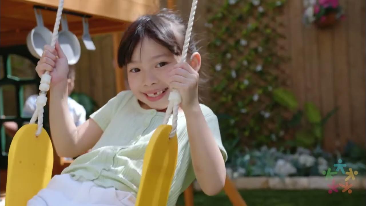 KidKraft Overland Heights Swing Set - Outdoor Wooden Playset with Swings, Slide, and Climbing ...