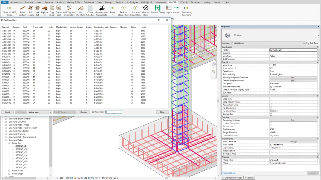 Revit - ISY CAD Rebar - List Bar Mark - YouTube