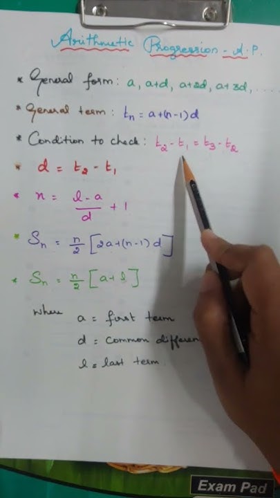ARITHMETIC PROGRESSION -A.P. FORMULAE - YouTube