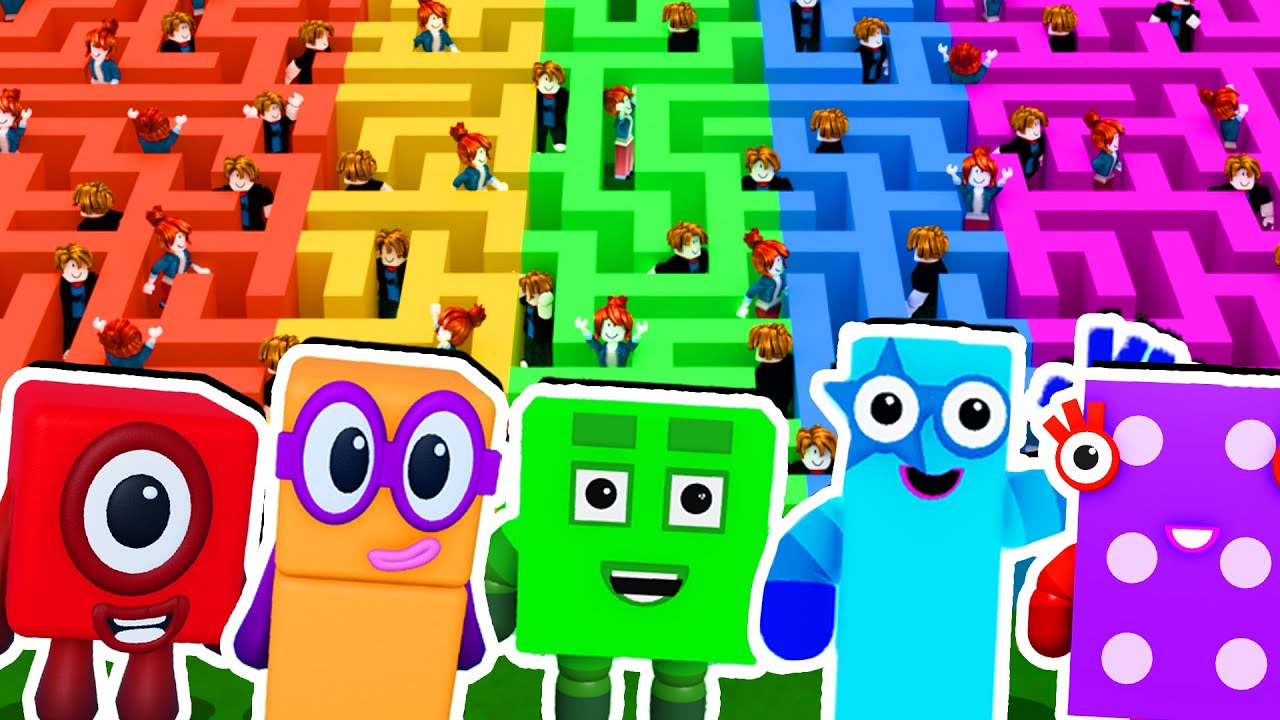 Numberblocks Play 100 Players Color Maze in Roblox - YouTube