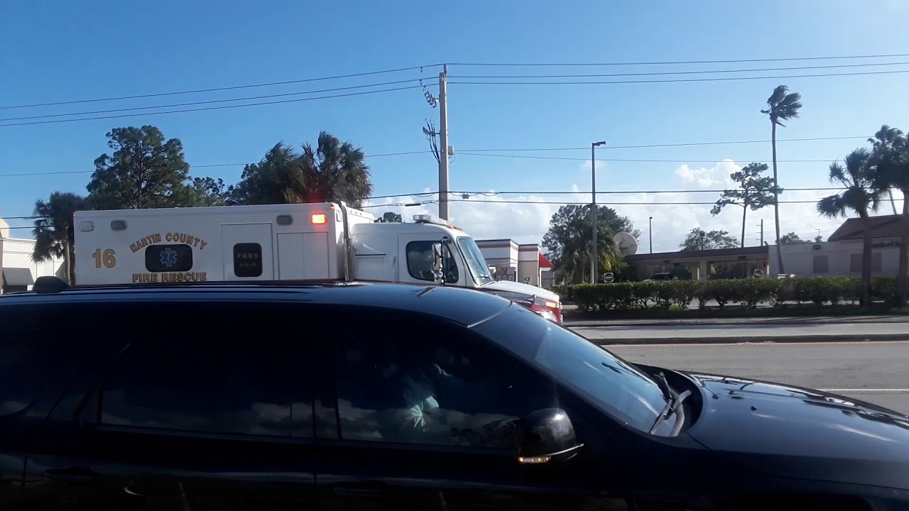 MARTIN COUNTY FIRE RESCUE ENGINE 16 AND RESCUE 16 RESPONDING CODE 3 ...