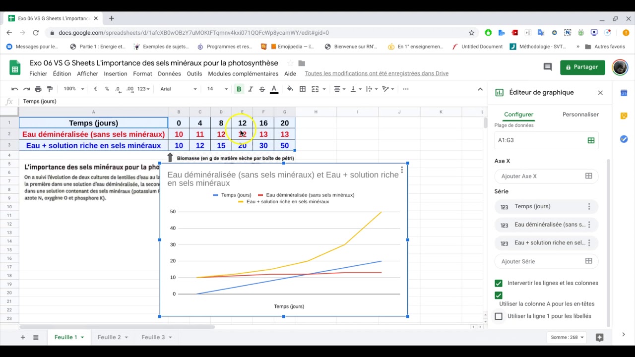 Tutoriel Google Sheets Construire un graphique Partie 1 Configurer ...