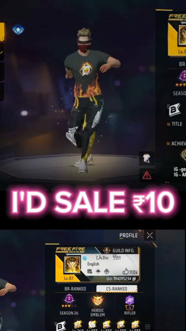 free fire 80 to 90 level I'd sale in ₹10 #freefire #shorts #ff #viral ...