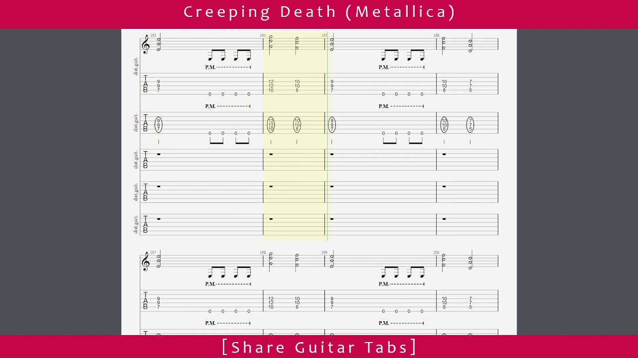 [Share Guitar Tabs] Creeping Death (Metallica) HD 1080p - YouTube