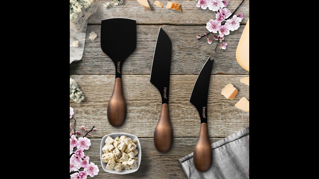 Hecef Retro Cheese Knife Set of 3, Includes Chrisl Knife, Heart Knife ...