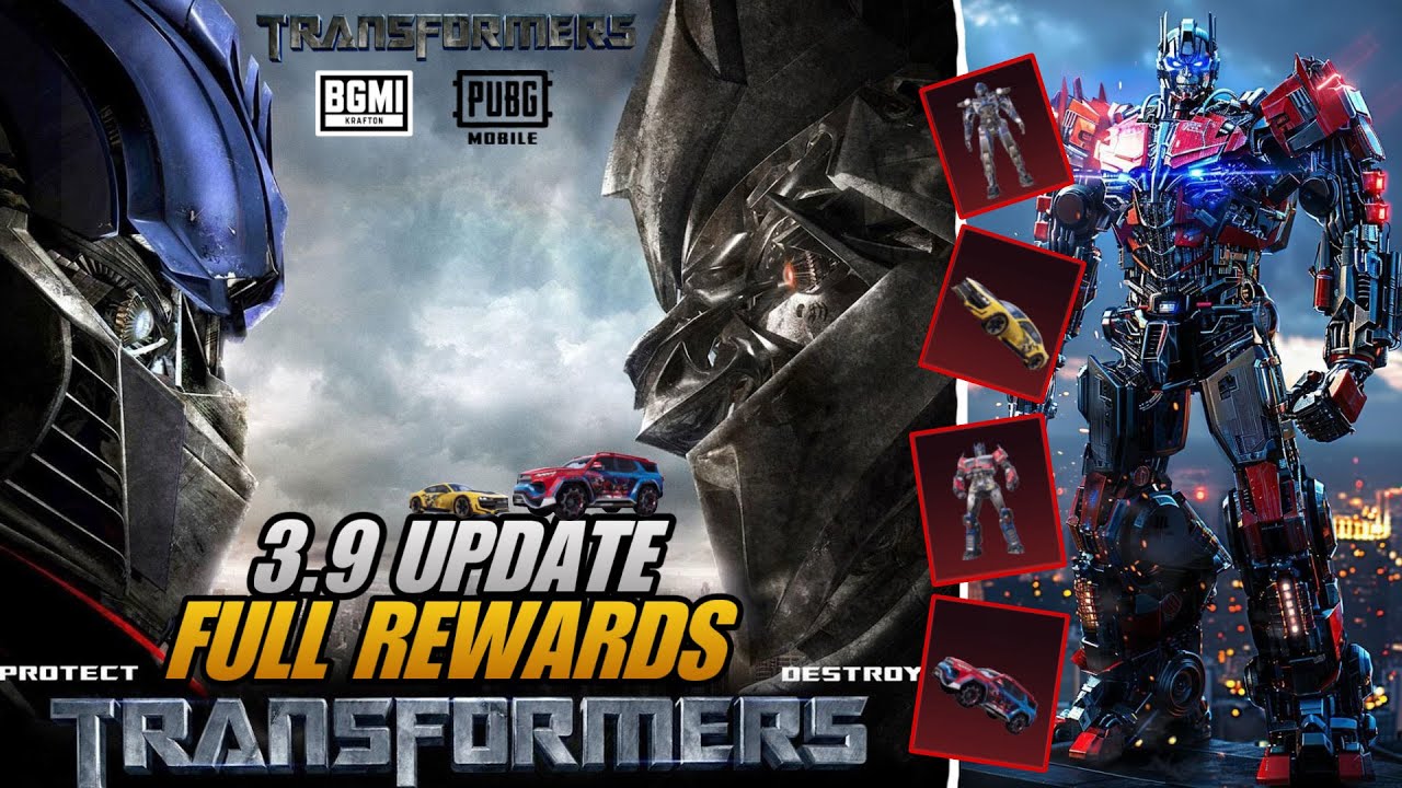😍BGMI x TRANSFORMERS 3.9 UPDATE FULL REWARDS | NEW TRANSFORMERS X SUIT ...