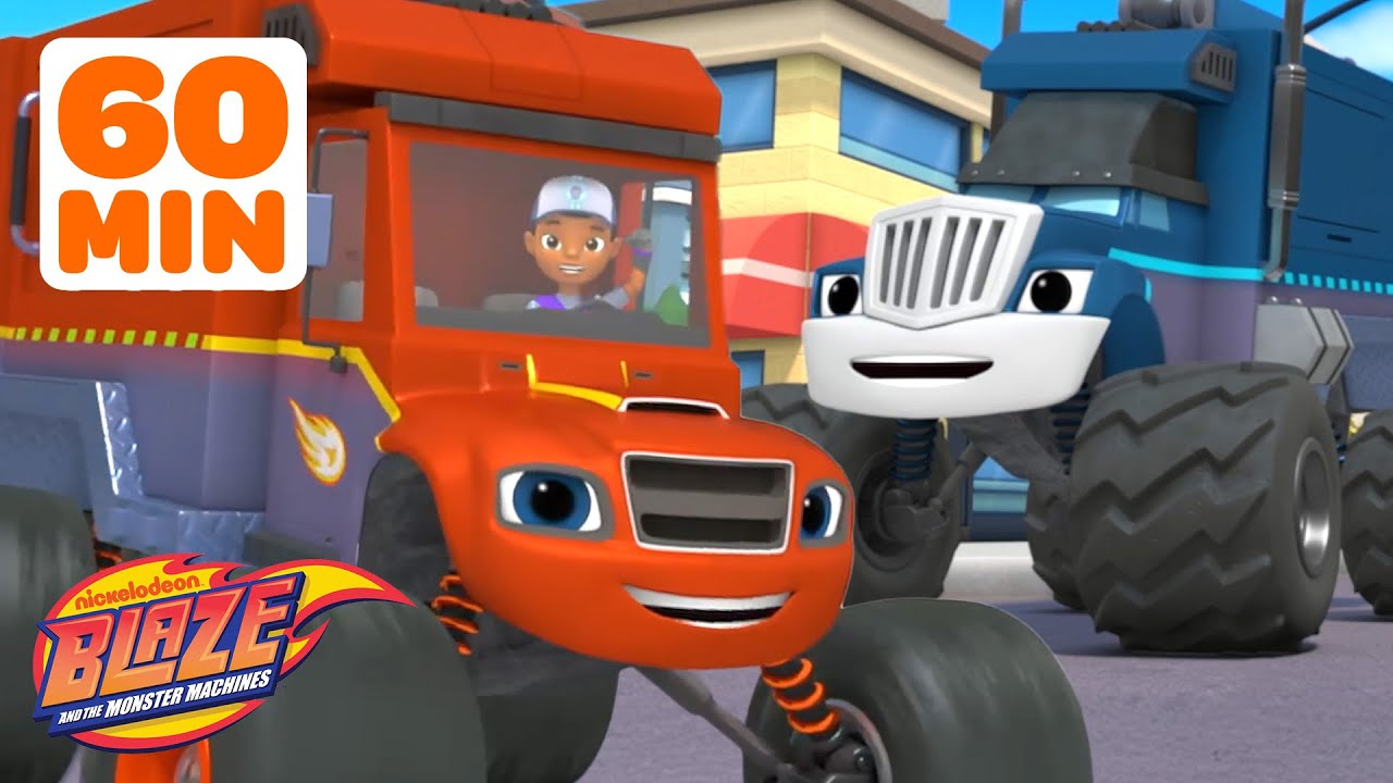 1 HOUR of Blaze's SILLY Rescues & Transformations! w/ AJ #4 | Blaze and ...