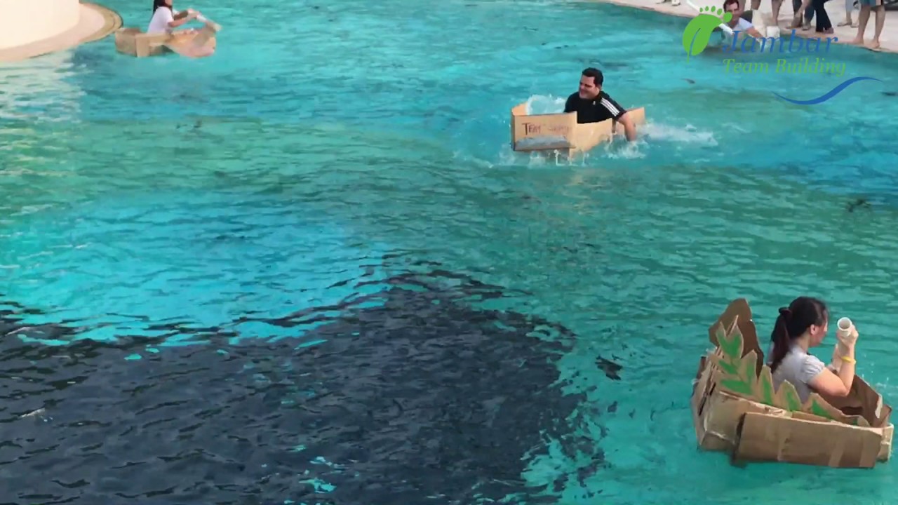 Cardboard Boat Building Race with Jambar Team Building - YouTube