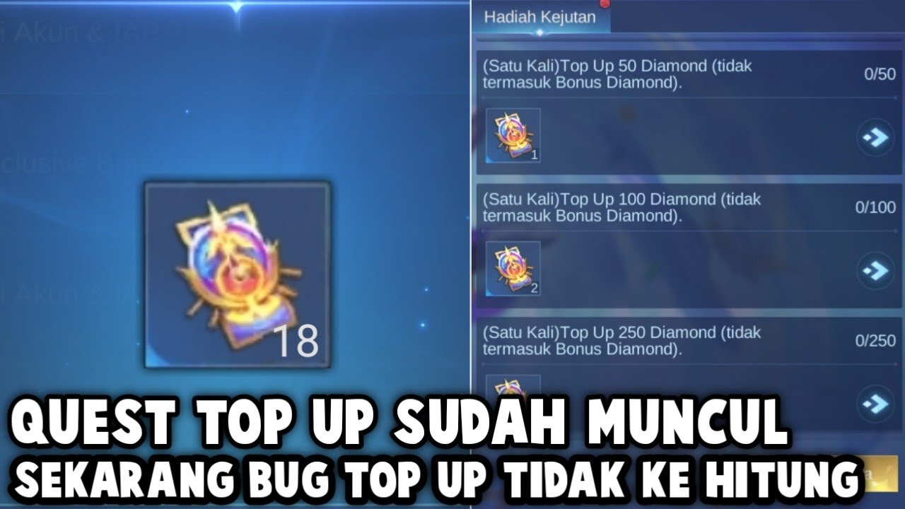 CEK SEKARANG, QUEST TOP UP SUDAH MUNCUL ! TAPI BUG TOP UP TIDAK KE ...