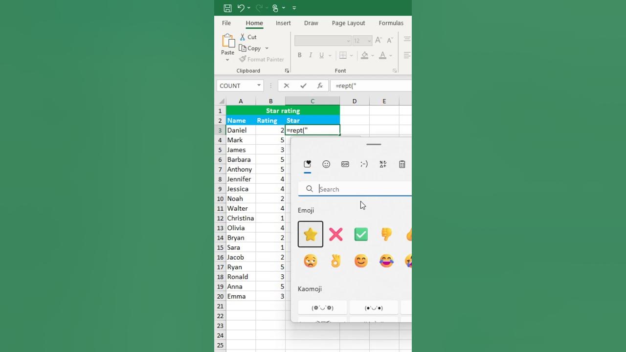How to create star rating in excel - YouTube