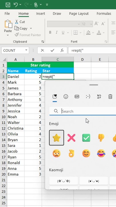 How to create star rating in excel - YouTube