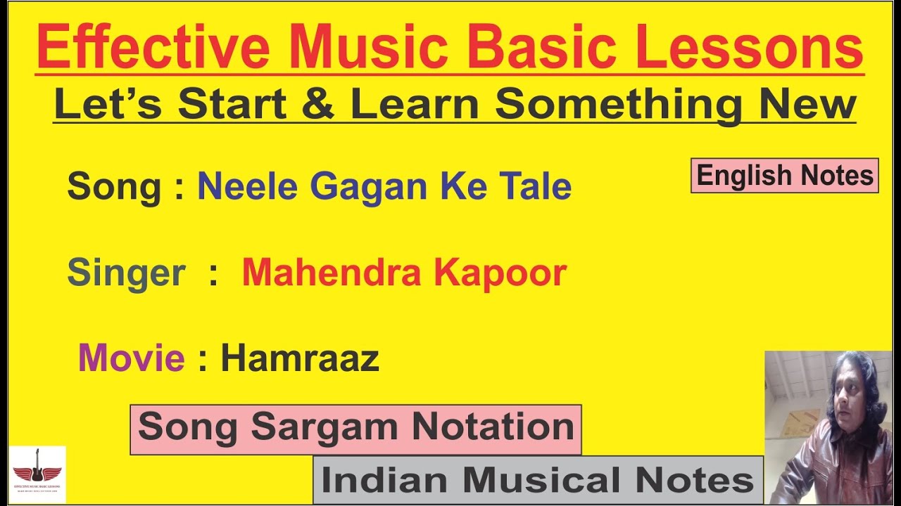 Neele Gagan Ke Tale | Song Sargam Notation | English Notes | Mahendra ...