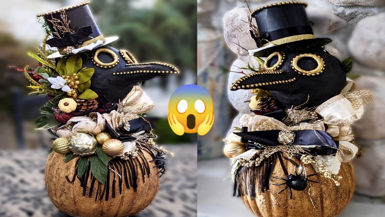Halloween Decoration DIY | Raven Plague mask pumpkin Centerpiece ☠️ ...