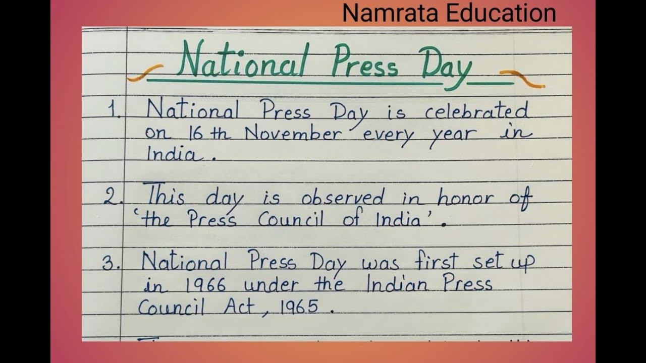 10 lines essay on National Press Day in English / Short Essay on ...
