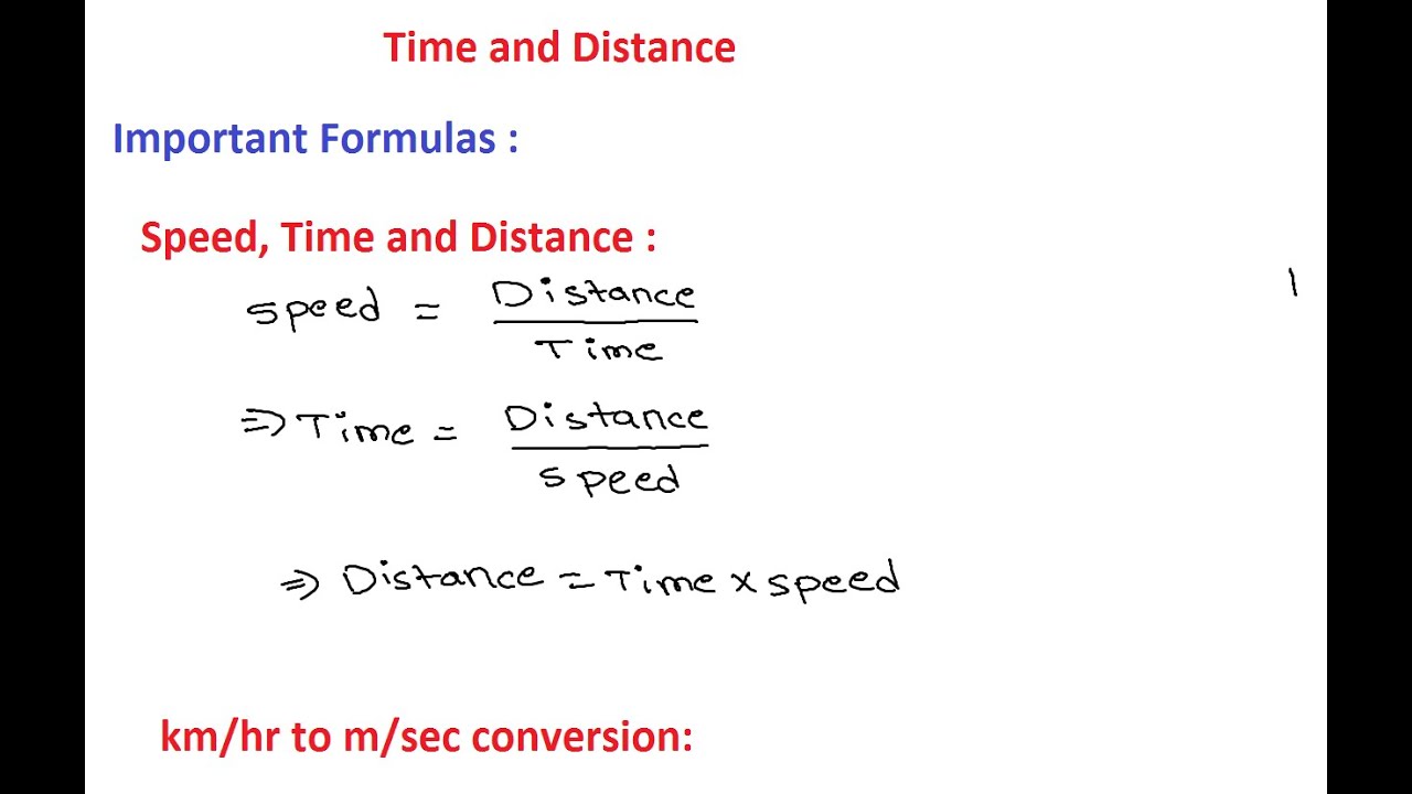 Numerical Ability Time and Distance Most Important Formulas ...