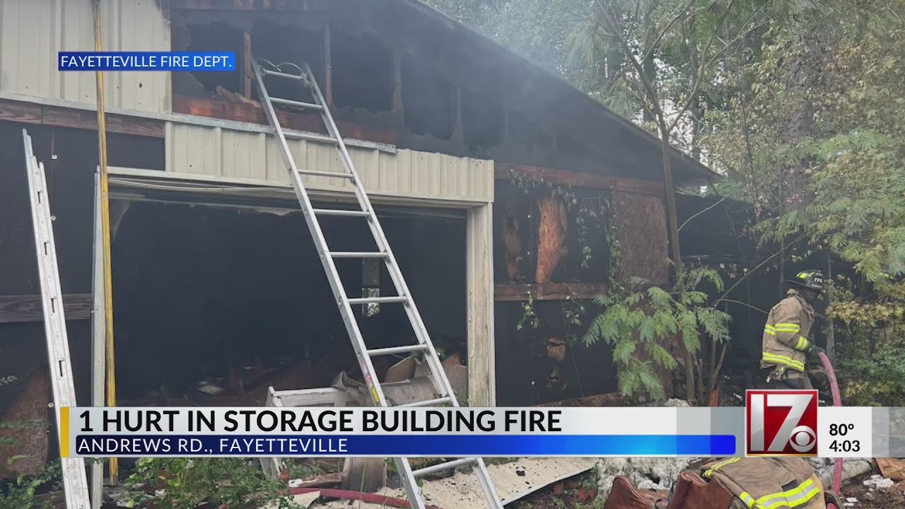 1 hurt in storage building fire in Fayetteville - YouTube