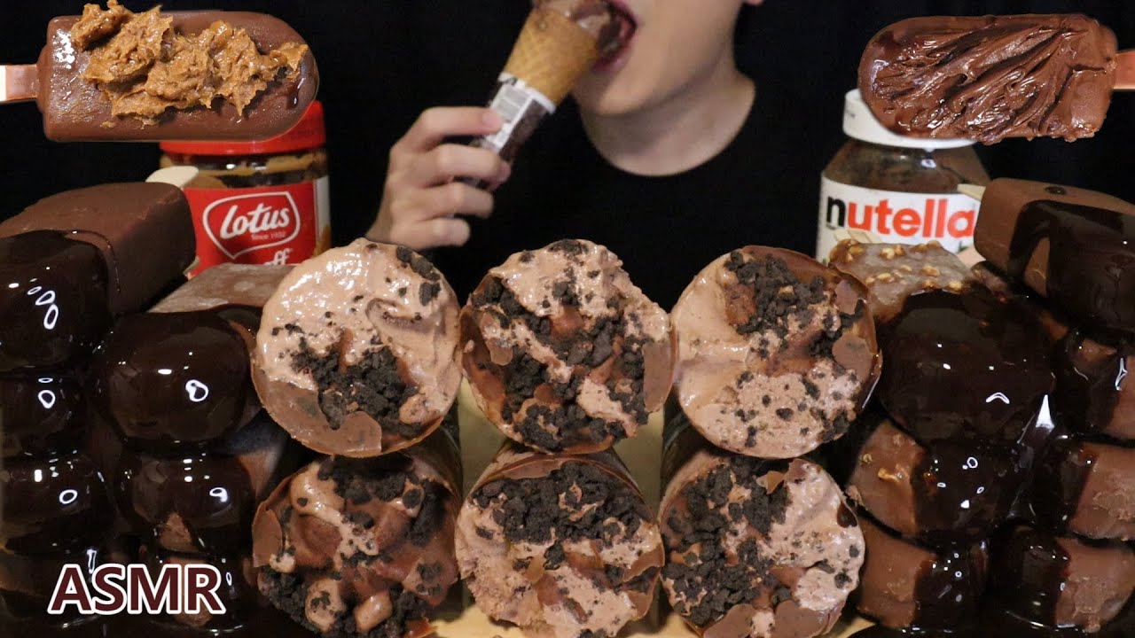 Asmr Magnum Nutella Hersheys Chocolate Ice Cream Dessert Mukbang Es