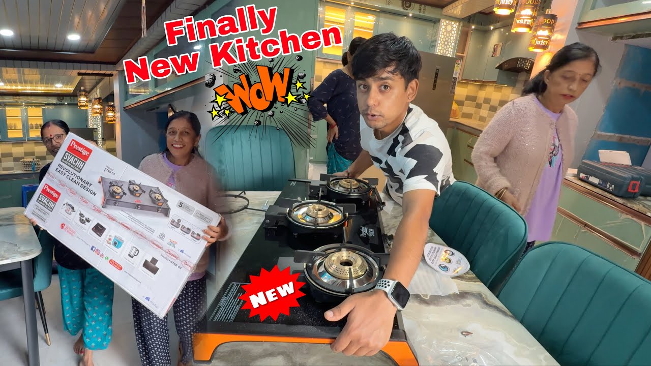 🥳Finally New Kitchen Ka New Chula 😍And Dining Table Aa Gaya - YouTube