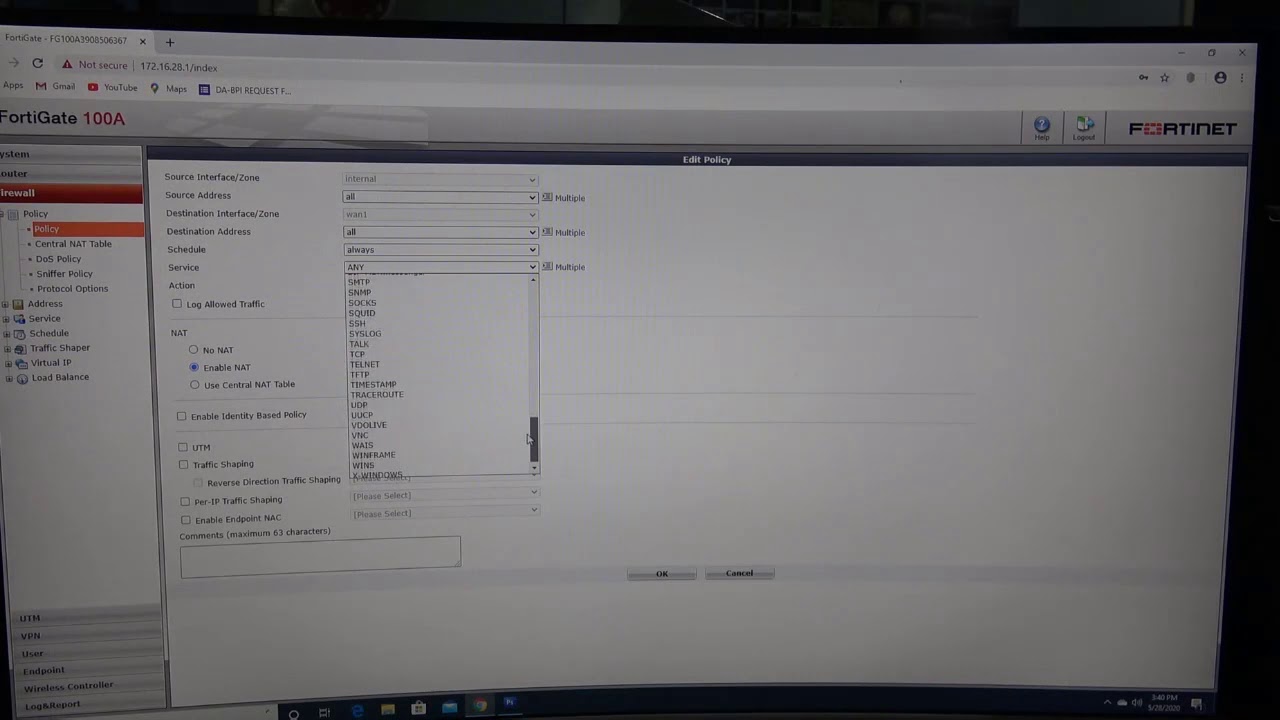 Fortigate 100A firewall Setup Part 1 - YouTube