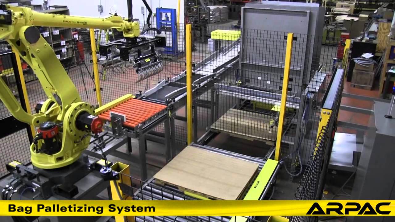 ARPAC's Robotic Bag Palletizer System Palletizing Bags - YouTube