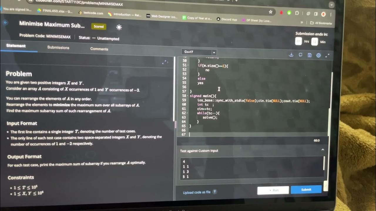 Starters 113 || Minimise Maximum Subarray || Make All equal || Count Distinct Arrays || Score ...