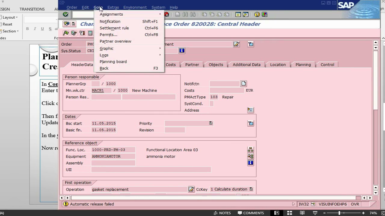 SAP || PM || Maintenance Order Create Directly - YouTube