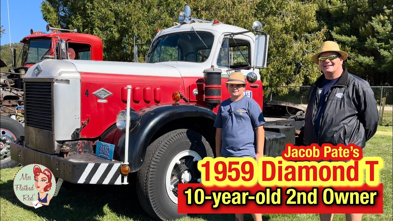 10 Year Old Jacob Pate’s 1959 Diamond T Semi Truck Tour - YouTube
