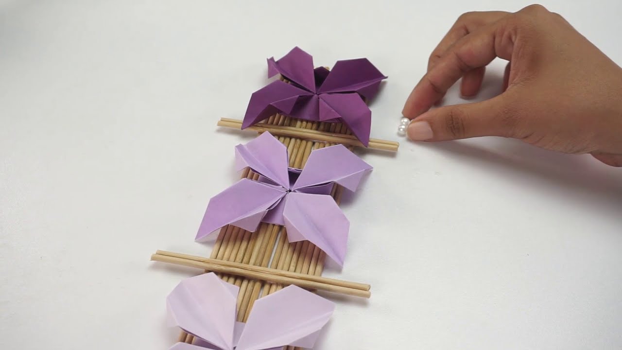 Origami Flower Wall Art Room Decoration Ideas by CraftiWorks - YouTube
