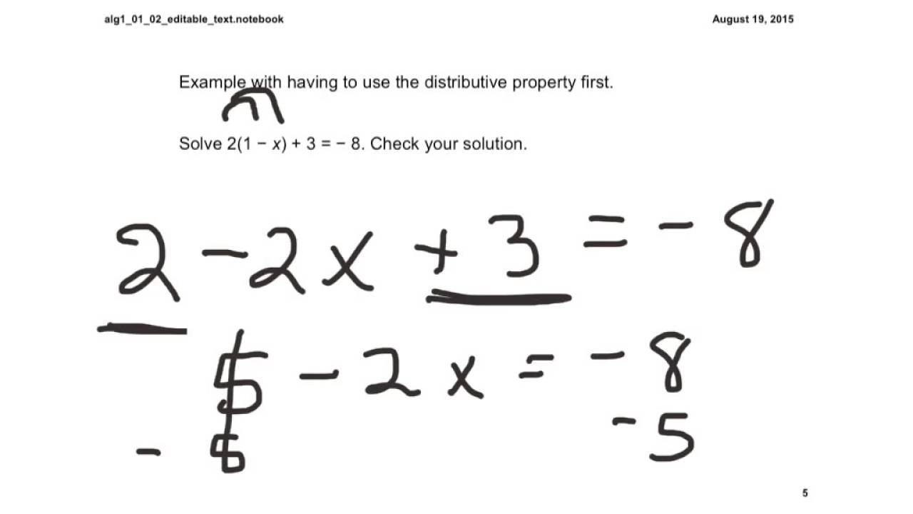 Lesson 1.2 Solving multi-step equations using distribution - YouTube