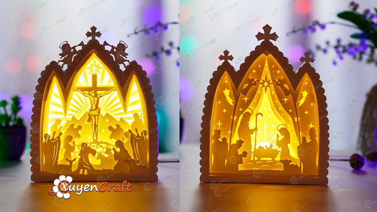 How to make Nativity Scene Shadow Box - 3D Christmas Lantern for ...