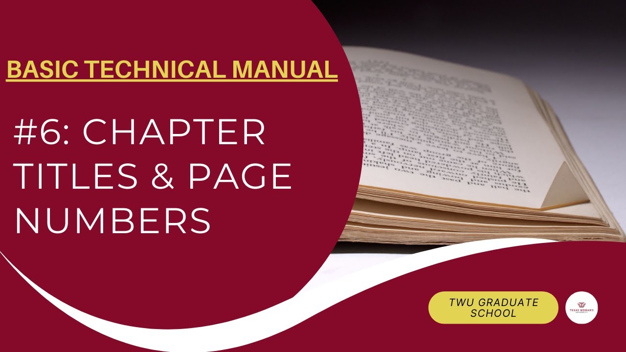 Basic Technical Manual Series 6: Chapter Titles & Page Numbers - YouTube