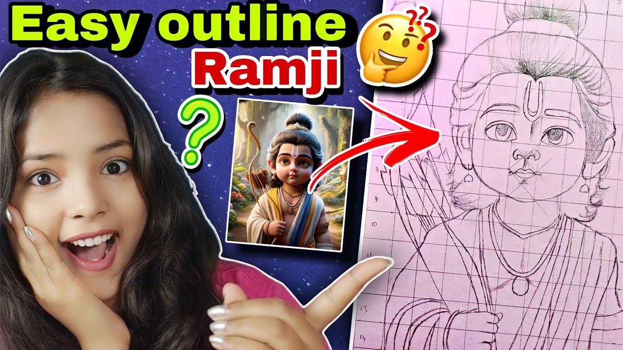Lord shree RAM outline drawing tutorial for beginners| step by step ...
