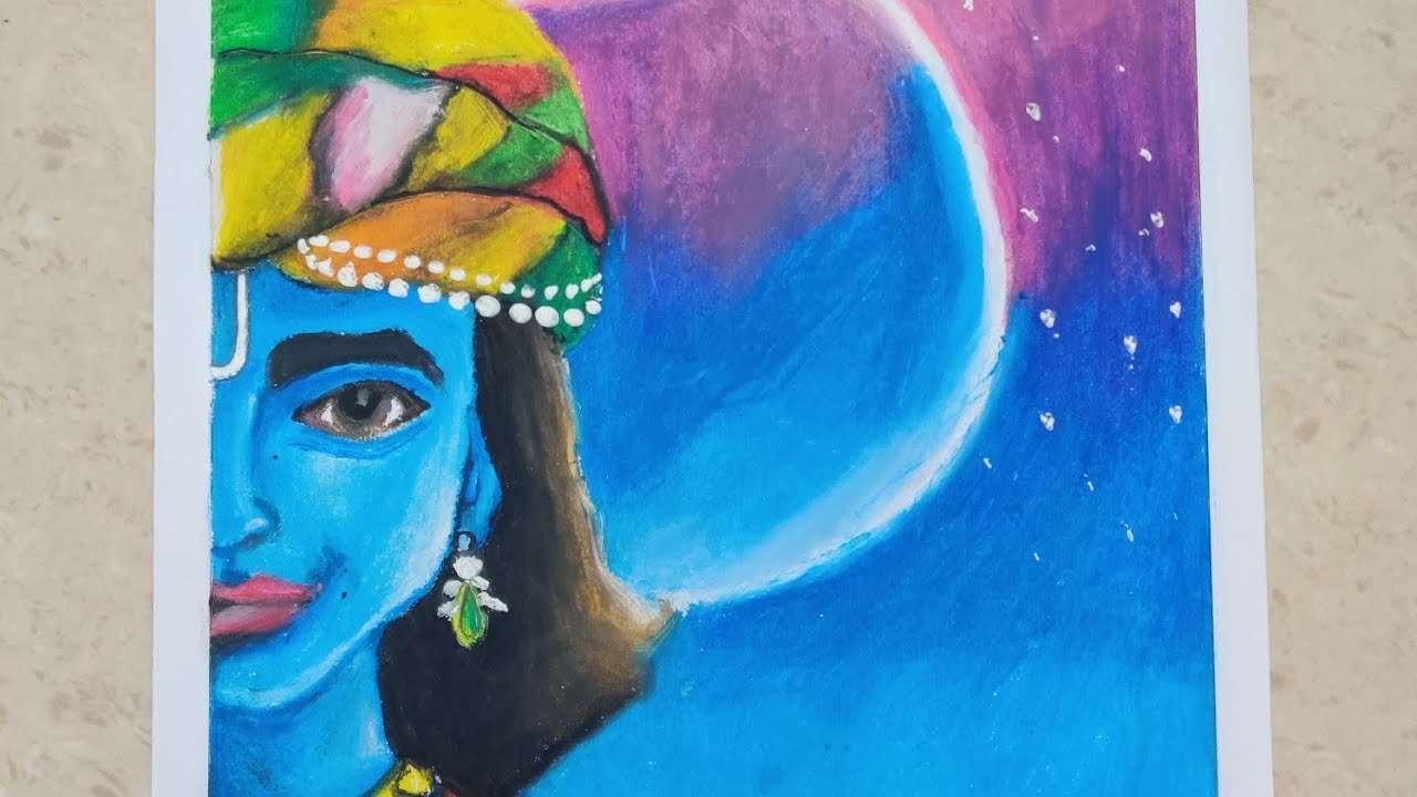 Shree Krishna drawing using oil pastel colour - YouTube