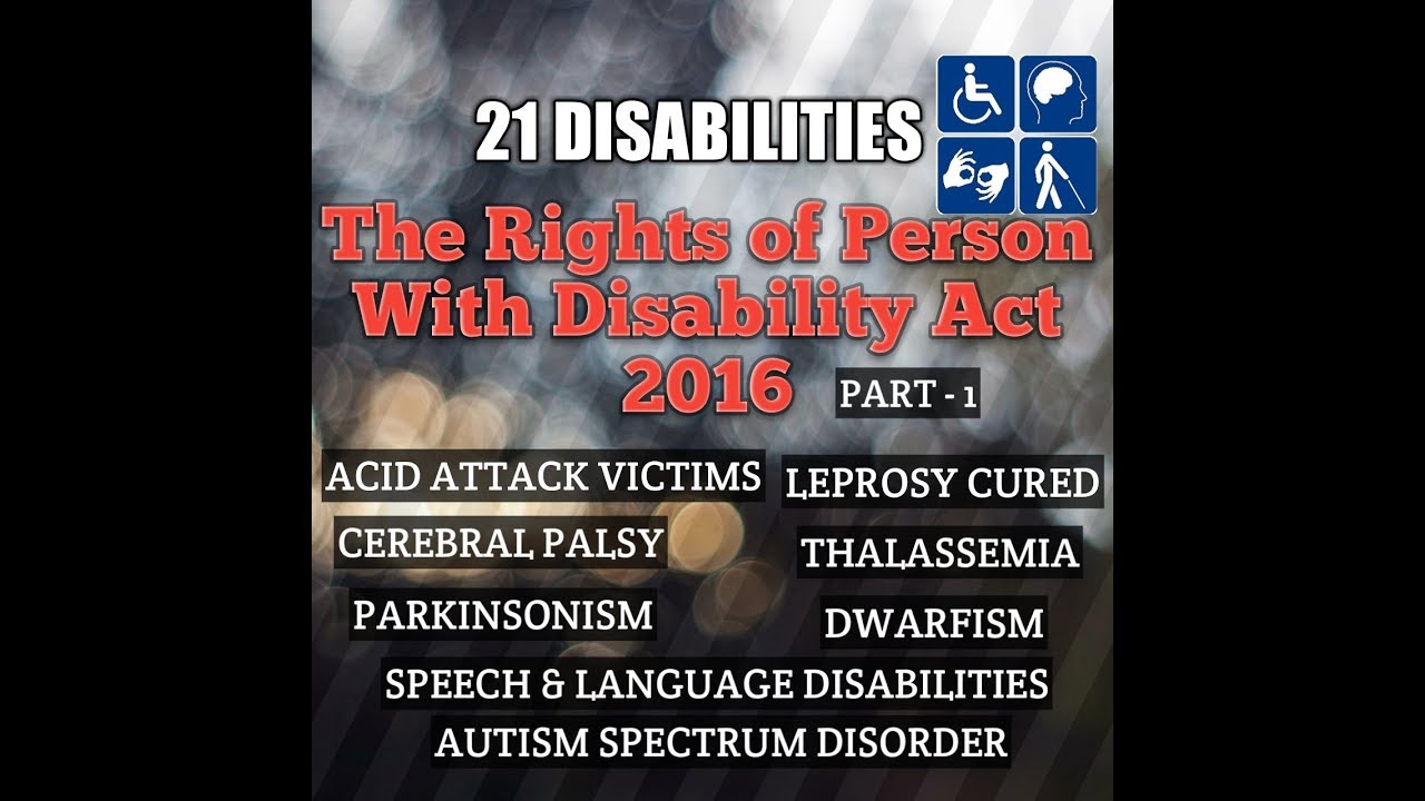 RPWD Disability Act 2016/ Indian disability act in English - YouTube