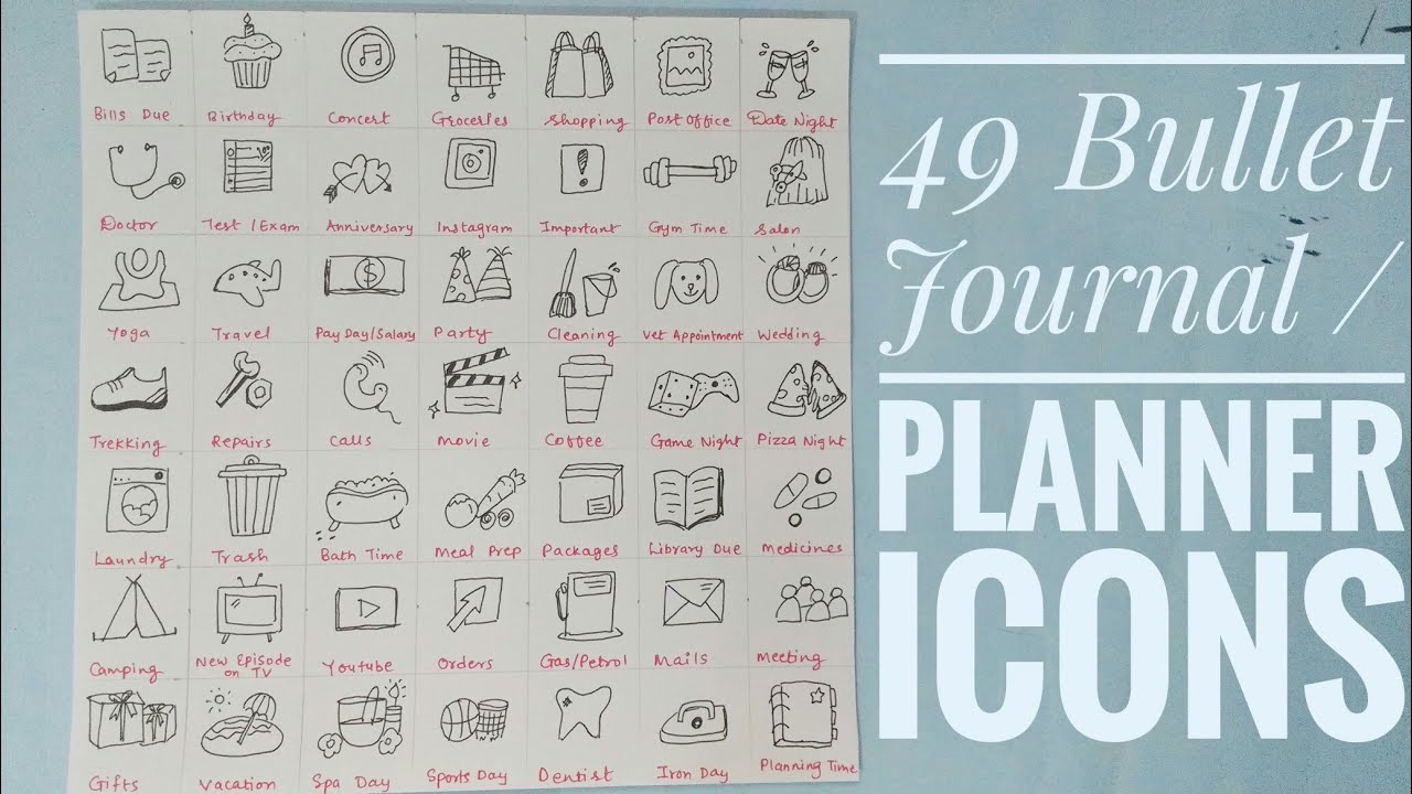 49 Bullet Journal / Planner Icons | Easy For Beginners - YouTube