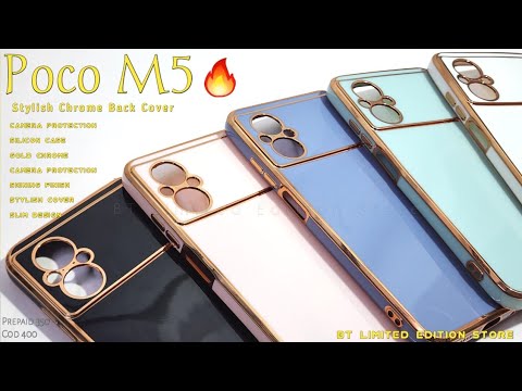 Poco M5 Back Cover with Gold Chrome Border || Poco M5 Stylish Back ...