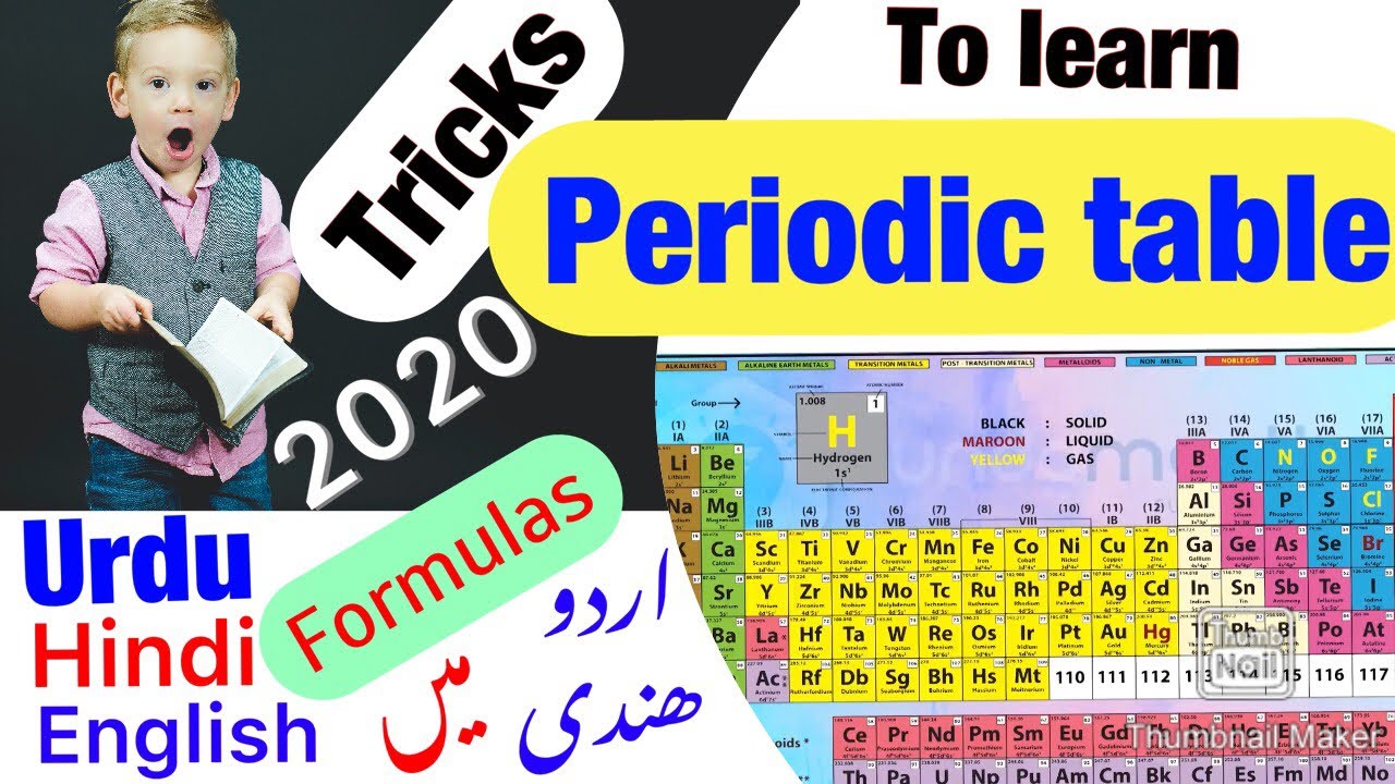 periodic table A(TRICKs2020)in English URDU& HIndi formulas#science ...