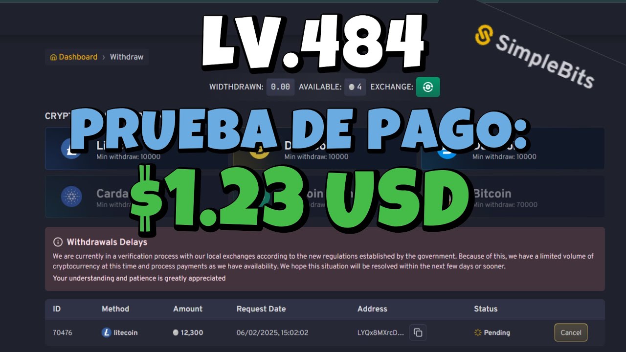 SIMPLEBITS.IO ESTRATEGIA DE JUEGO Y PRIMERA PRUEBA DE PAGO $1.23 FECHA 06/02/2025 - YouTube