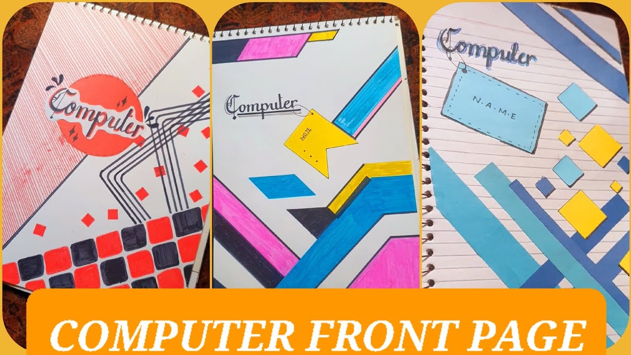 COMPUTER Unique Front Page IDEAS 💡NOTEBOOK + Easy Calligraphy 4 ...