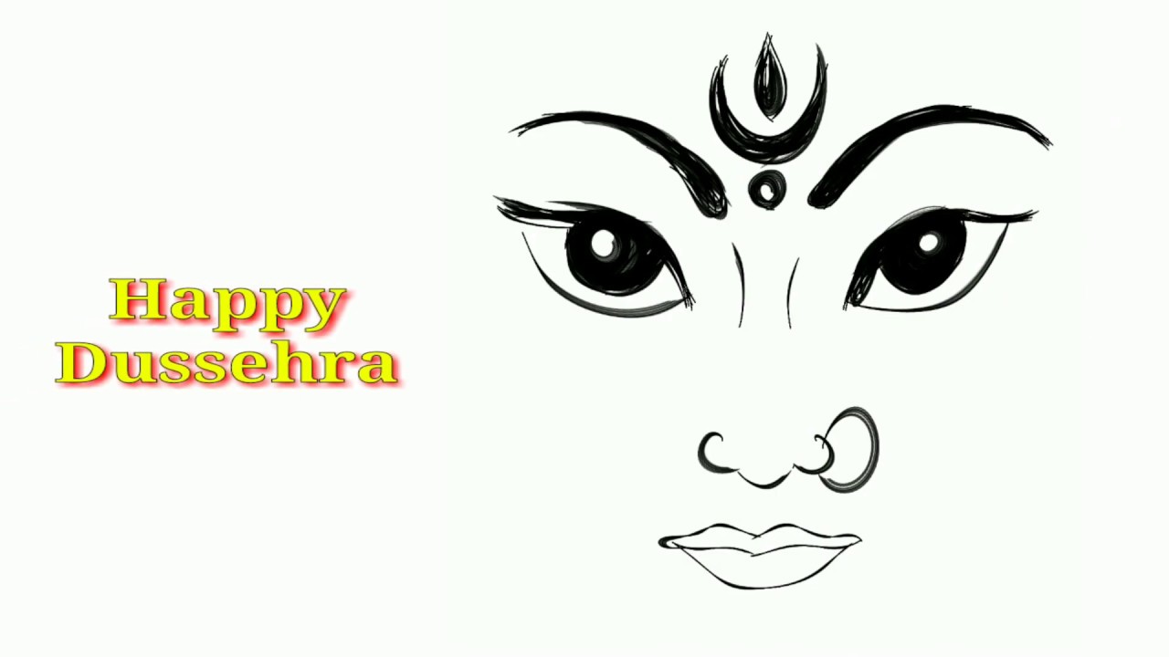 How To Draw Durga Mata Face Step By Step Easy || Happy Dussehra ...