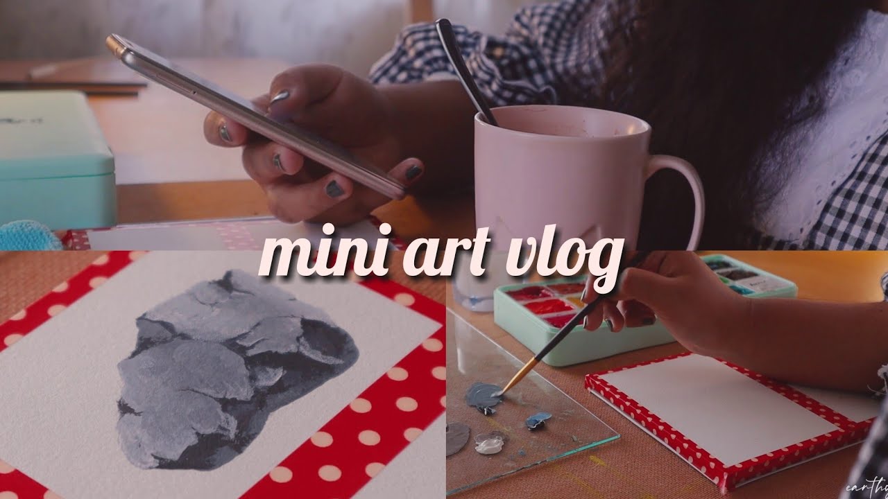 A quick study on Studio Ghibli Stone/Rocks with gouache | art vlog ° 07 ...