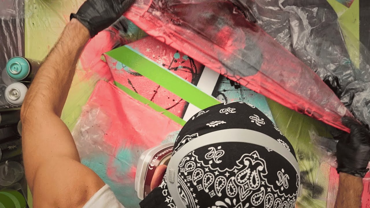 How I made Colorful Abstract Art With Acrylic Spray Paint - YouTube