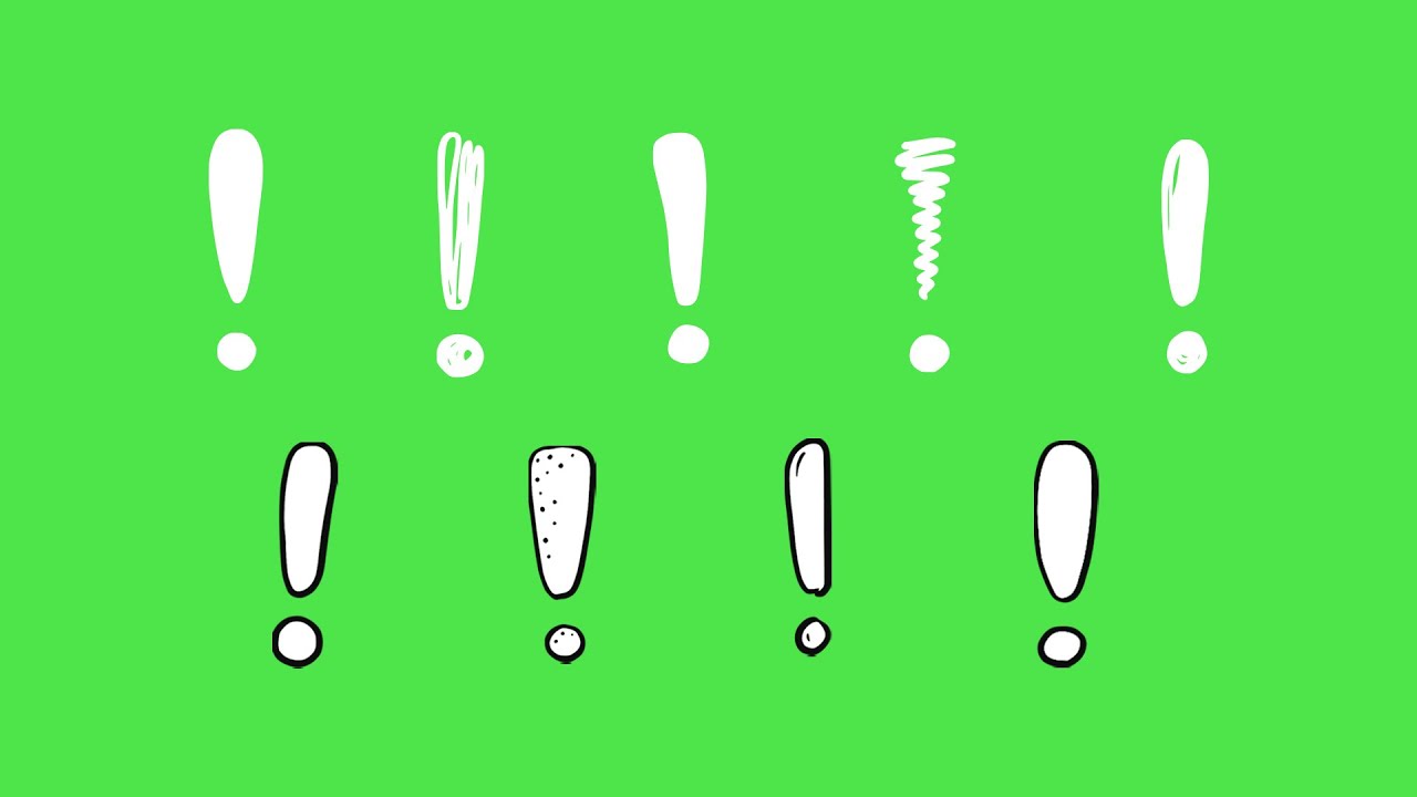 exclamation mark green screen/ animation green screen/ doodle green ...