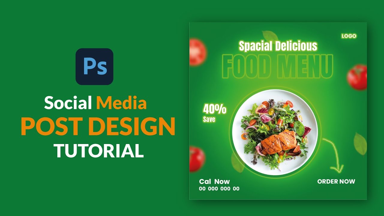 Food Menu Design | Adobe Photoshop Tutorial | Social Media Post Design ...