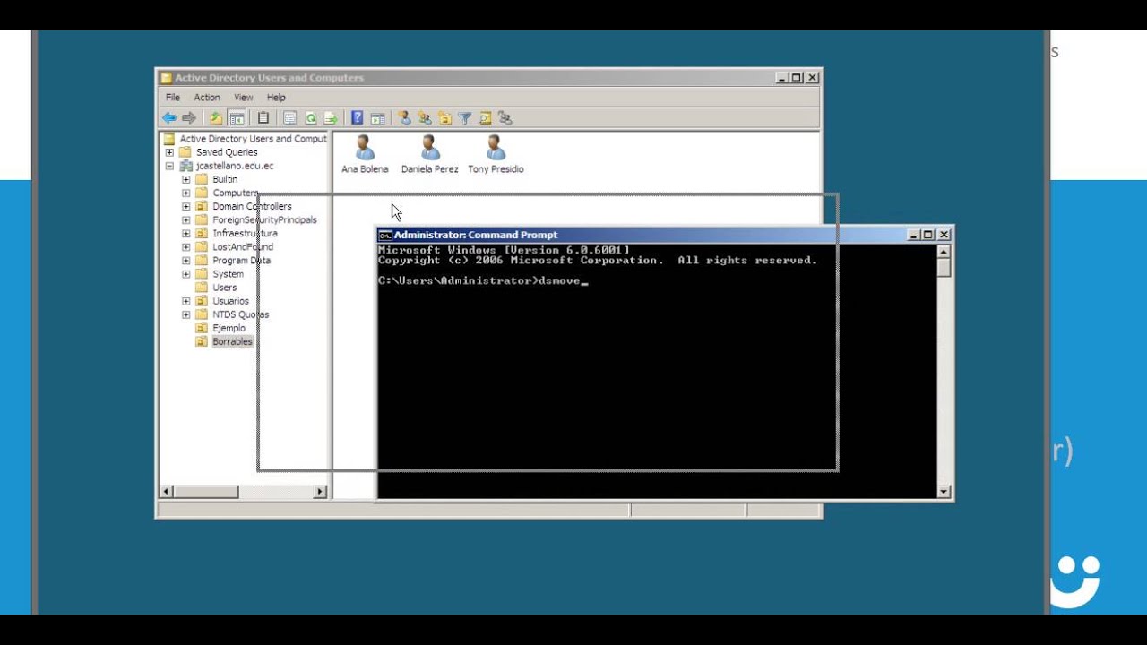 7Creación usuarios por consola AD comando DSADD - YouTube